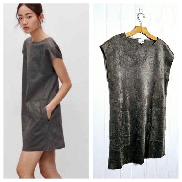 Aritzia | Dresses | Aritzia Wilfred Free Nori Faux Suede Dress Womens Short Sleeve Shift Pockets ...